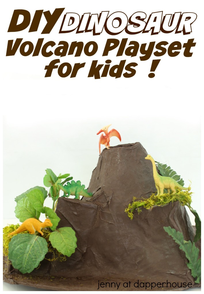 DIY How to Make a Dinosaur Volcano Playset for Kids - Jenny at dapperhouse