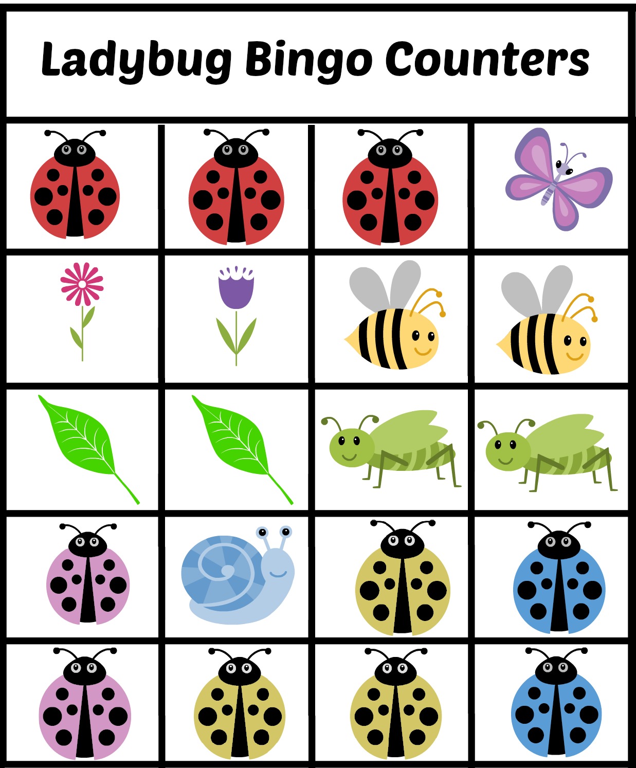 Free Printable Lady Bug Themed BINGO Game Cards - Jenny at dapperhouse