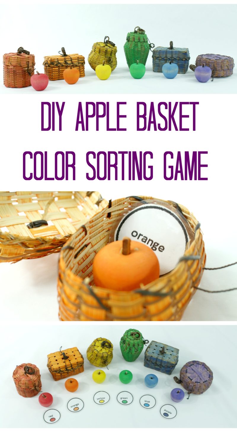 DIY Apple Basket Color Sorting Game for Kids - Jenny at dapperhouse