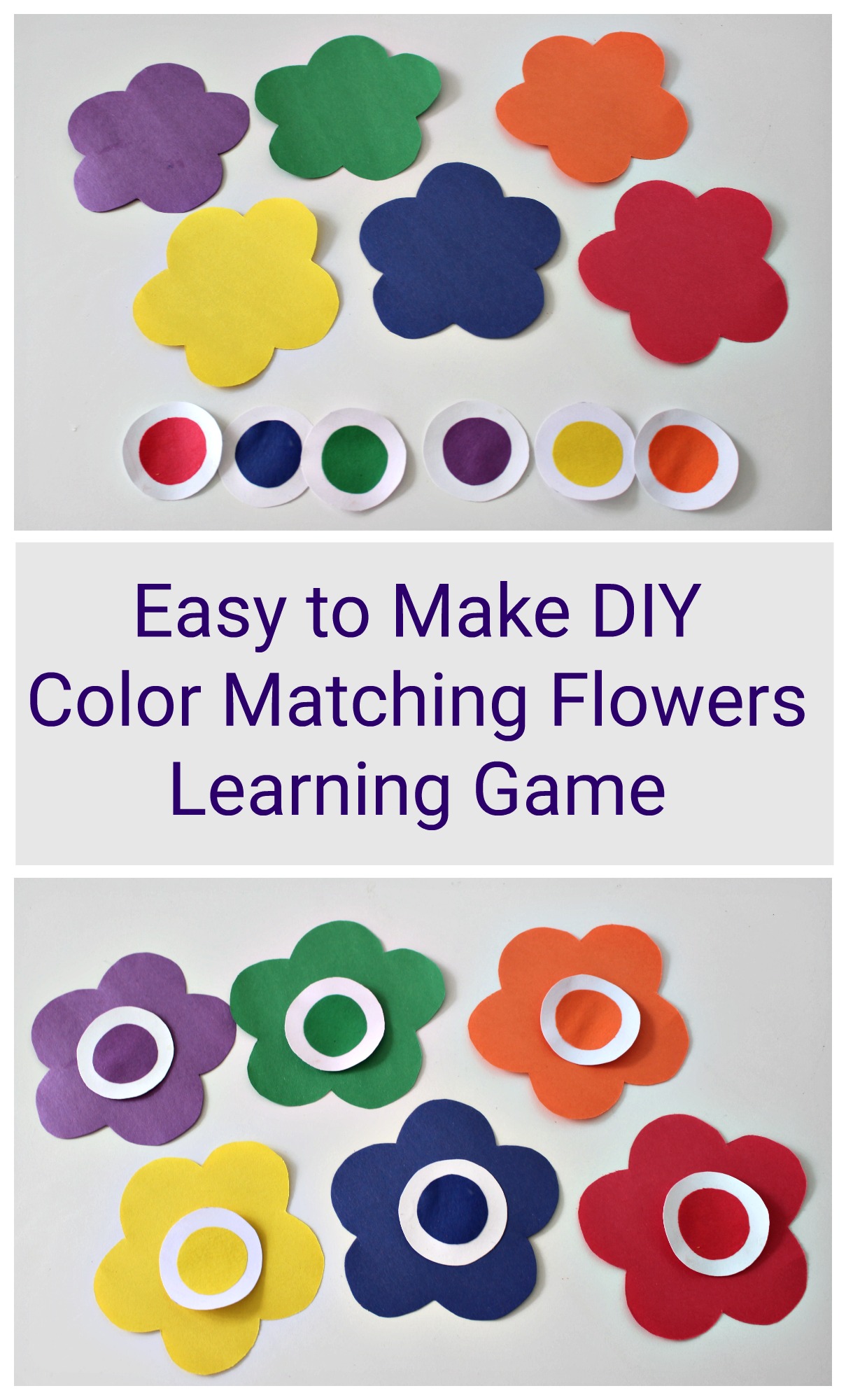DIY Color Matching Flower Learning Game for Kids - Jenny at dapperhouse