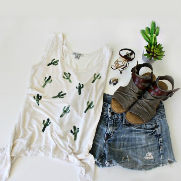 DIY Saguaro Cactus Print Tank Top - Jenny at dapperhouse