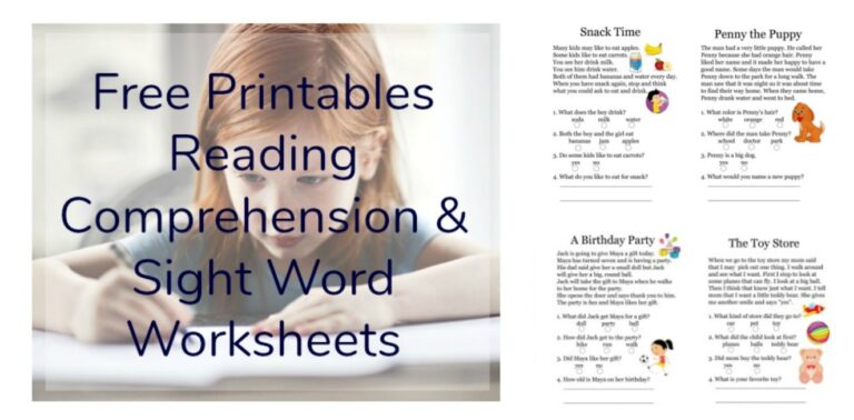 Free Printables Reading Comprehension Sheets with 1st Grade Sight Words ...