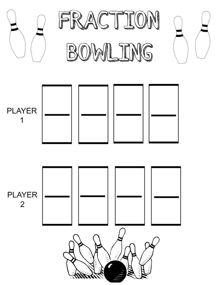 Fractions Bowling Game with Free Printable - Teaching Beginning ...