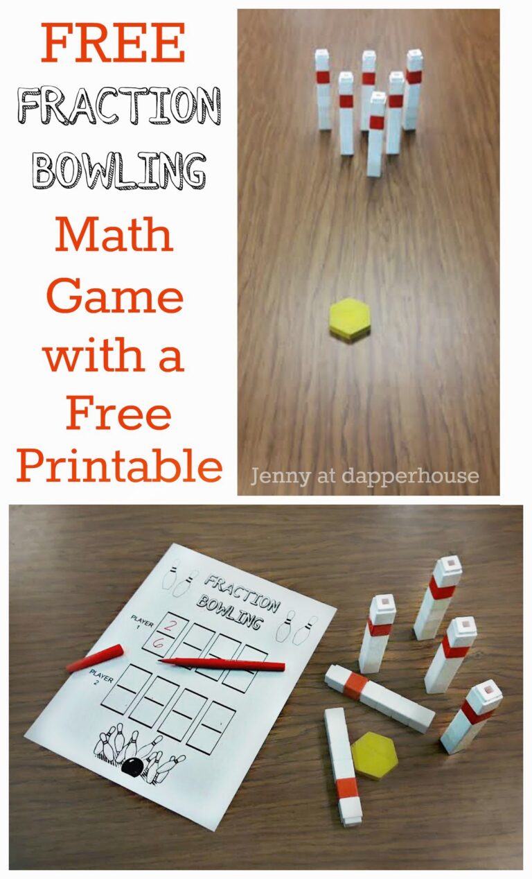 Fractions Bowling Game with Free Printable - Teaching Beginning ...