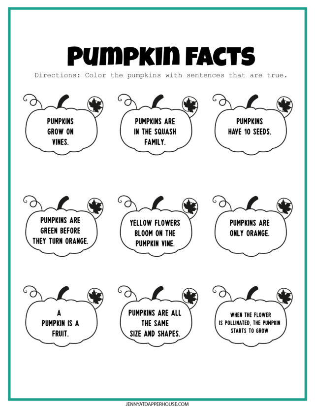 Free Printable 7 Page Pumpkin Themed Learning Activity Pack - Jenny at ...