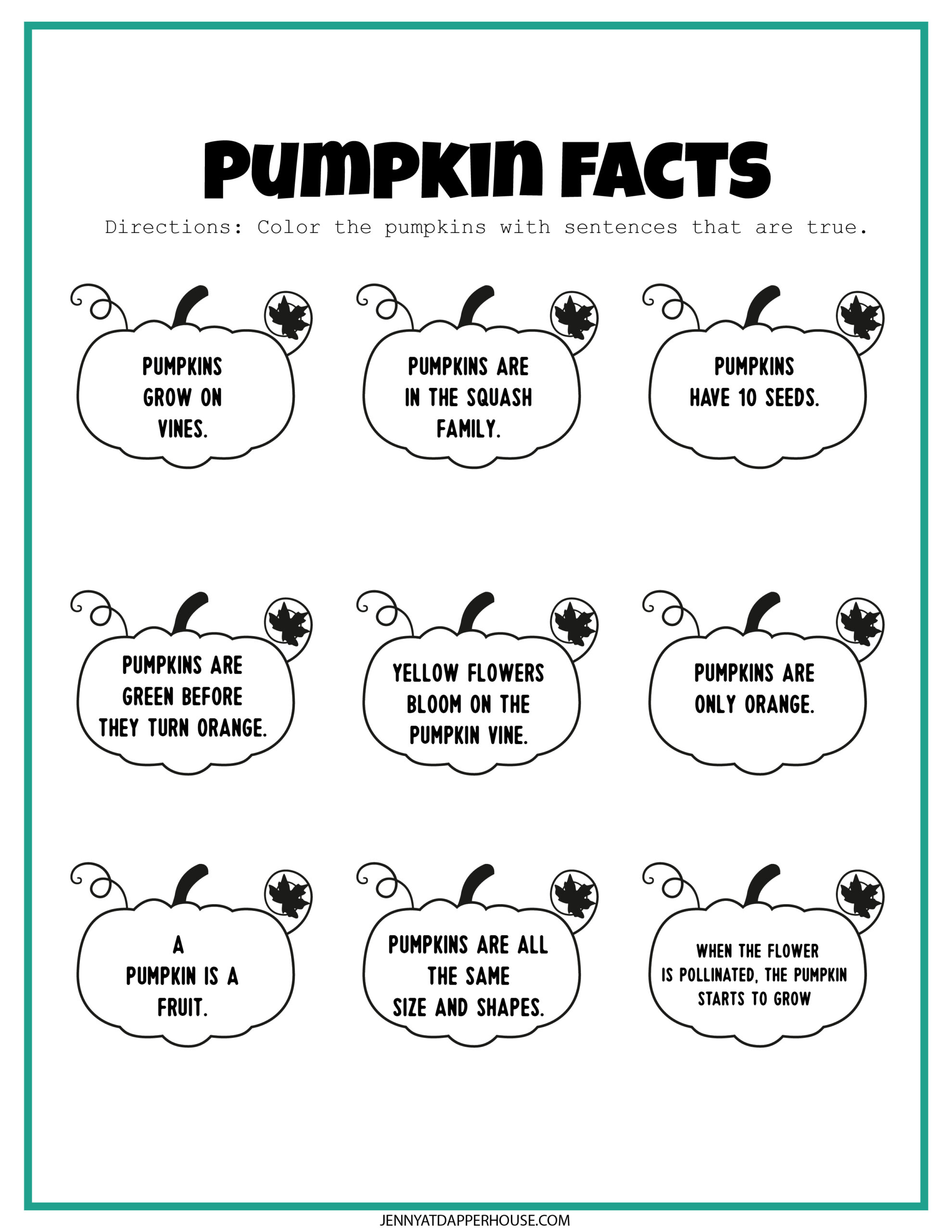 Free Printable 7 Page Pumpkin Themed Learning Activity Pack - Jenny at ...