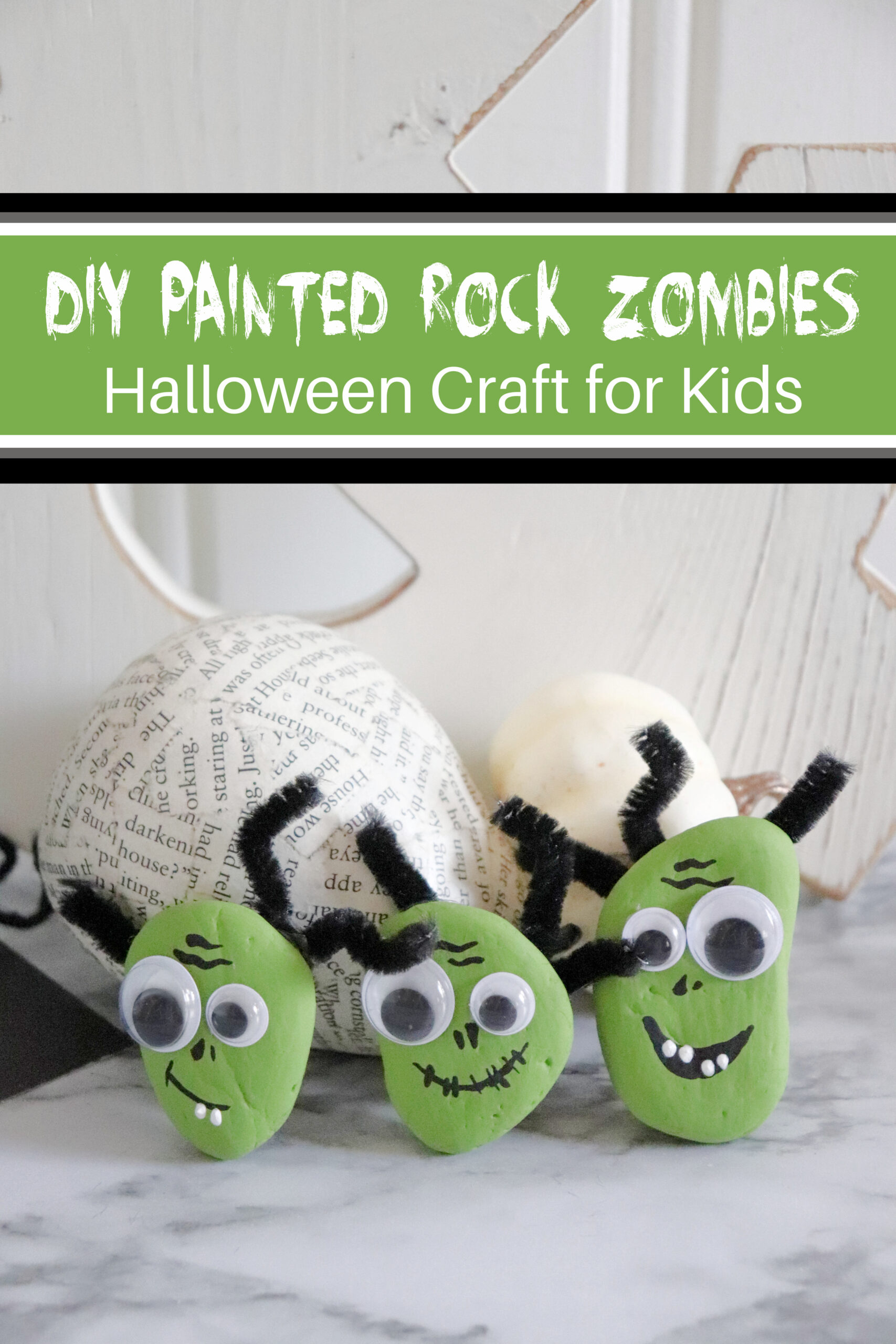 DIY Painted Rock Zombies - Halloween Craft for Kids - Jenny at dapperhouse