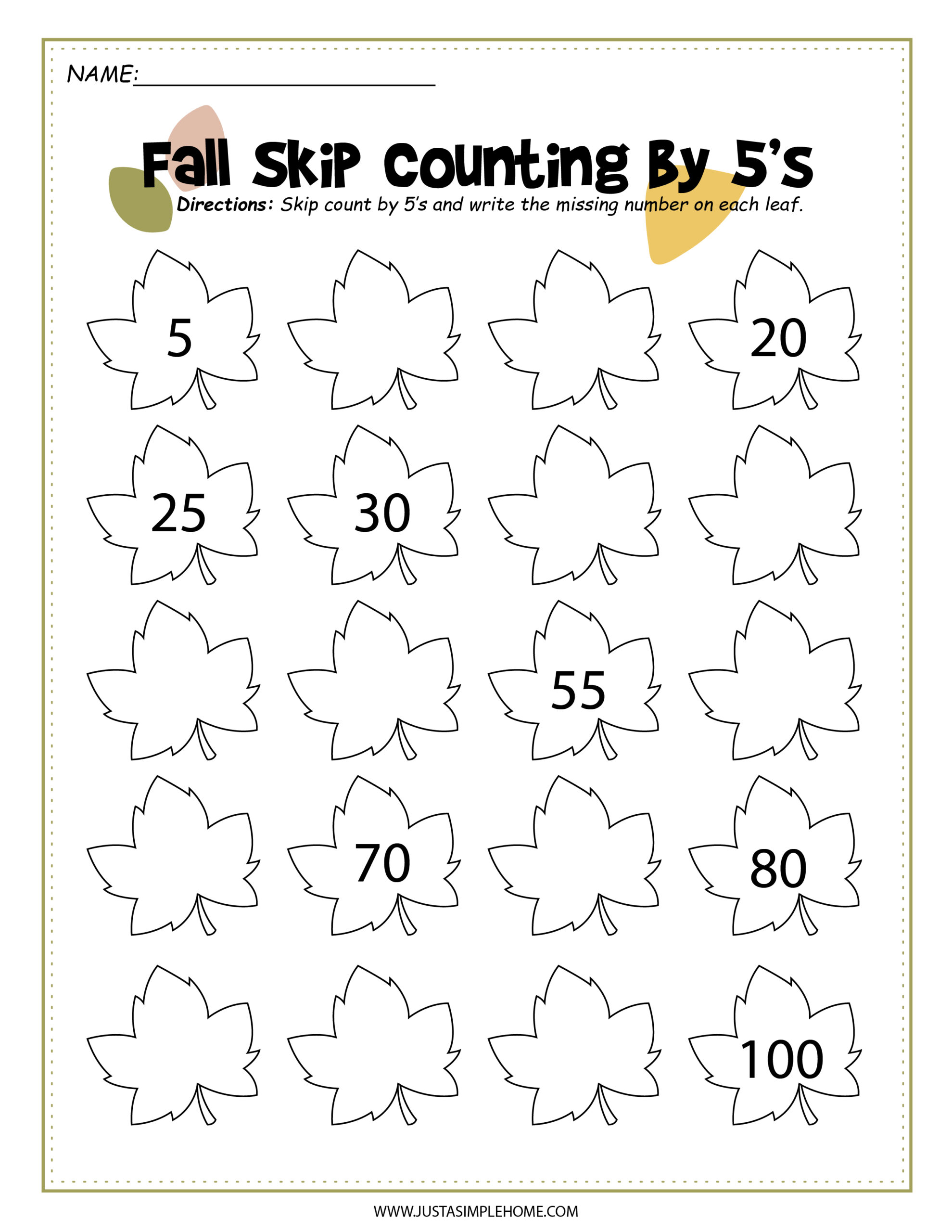 16 K - 1 Math Skills FREE Printable Activity Sheets for Fall - Jenny at ...