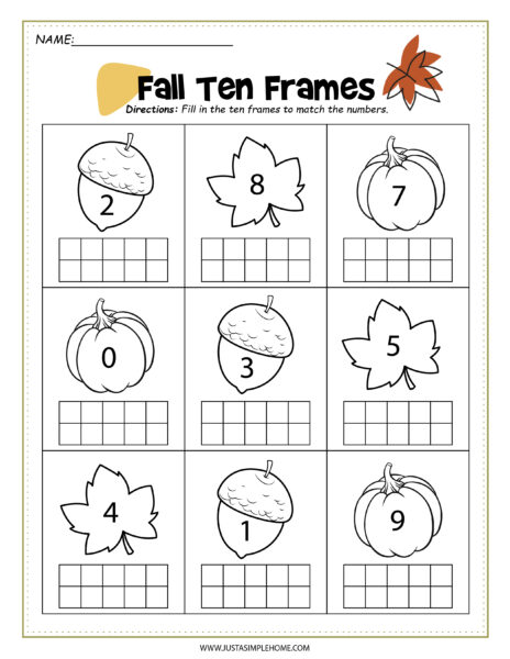 16 K - 1 Math Skills FREE Printable Activity Sheets for Fall - Jenny at ...