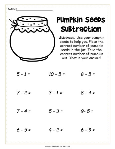 16 K - 1 Math Skills FREE Printable Activity Sheets for Fall - Jenny at ...