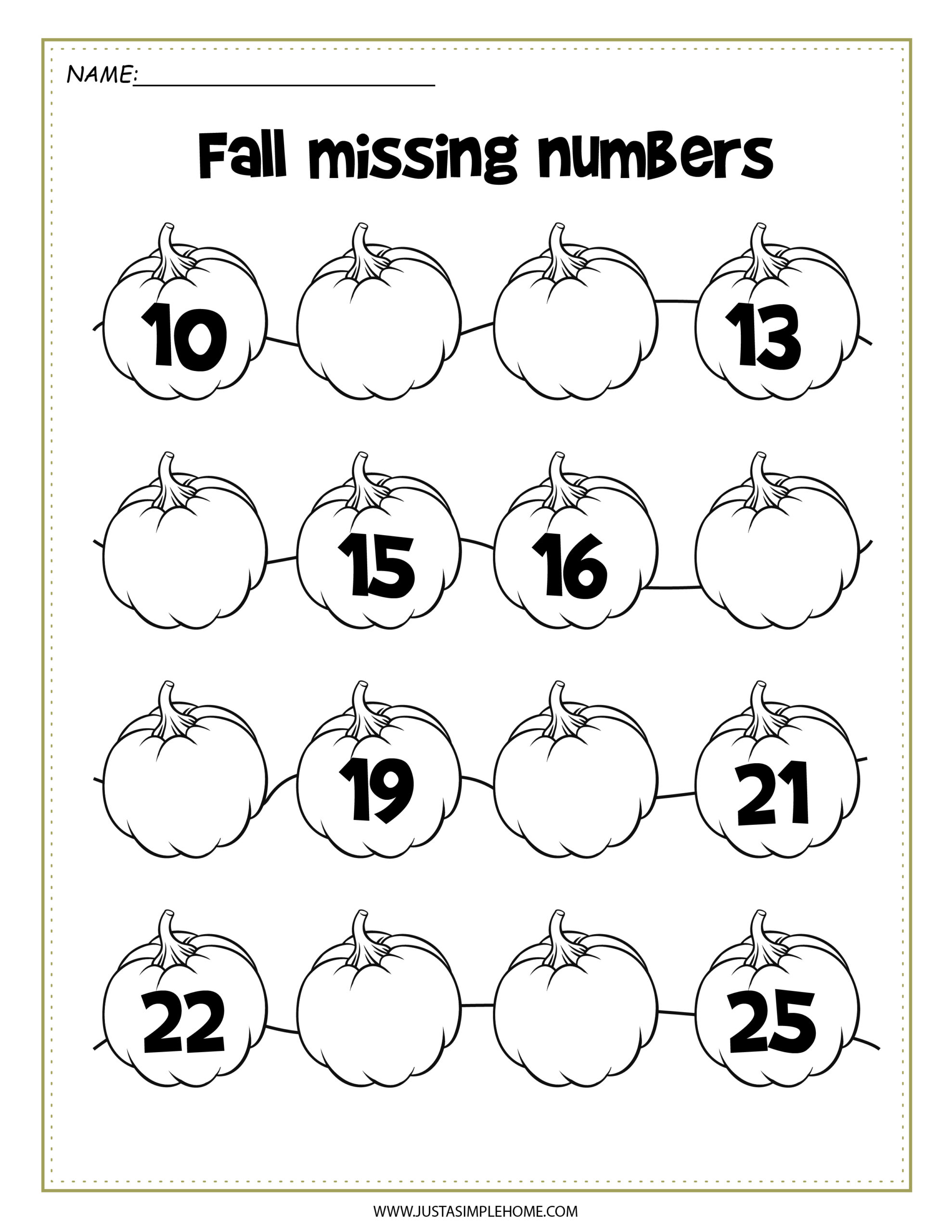 16 K - 1 Math Skills FREE Printable Activity Sheets for Fall - Jenny at ...