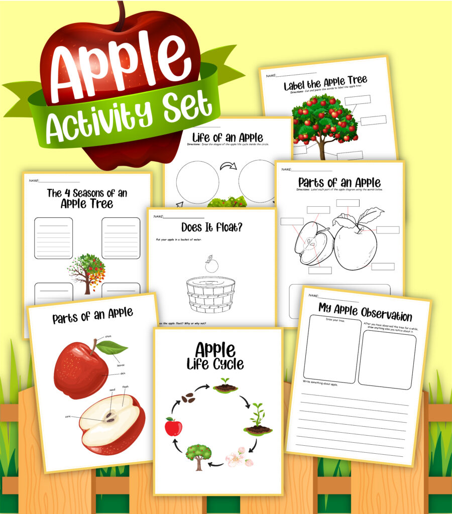 8 Page Apples Learning Activity Pack Free Printables - Jenny at dapperhouse