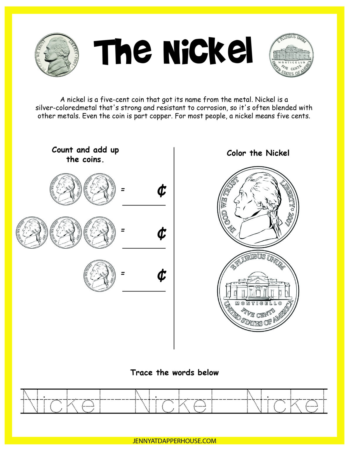 Practice Counting Coins Free Printable Worksheets - Jenny at dapperhouse