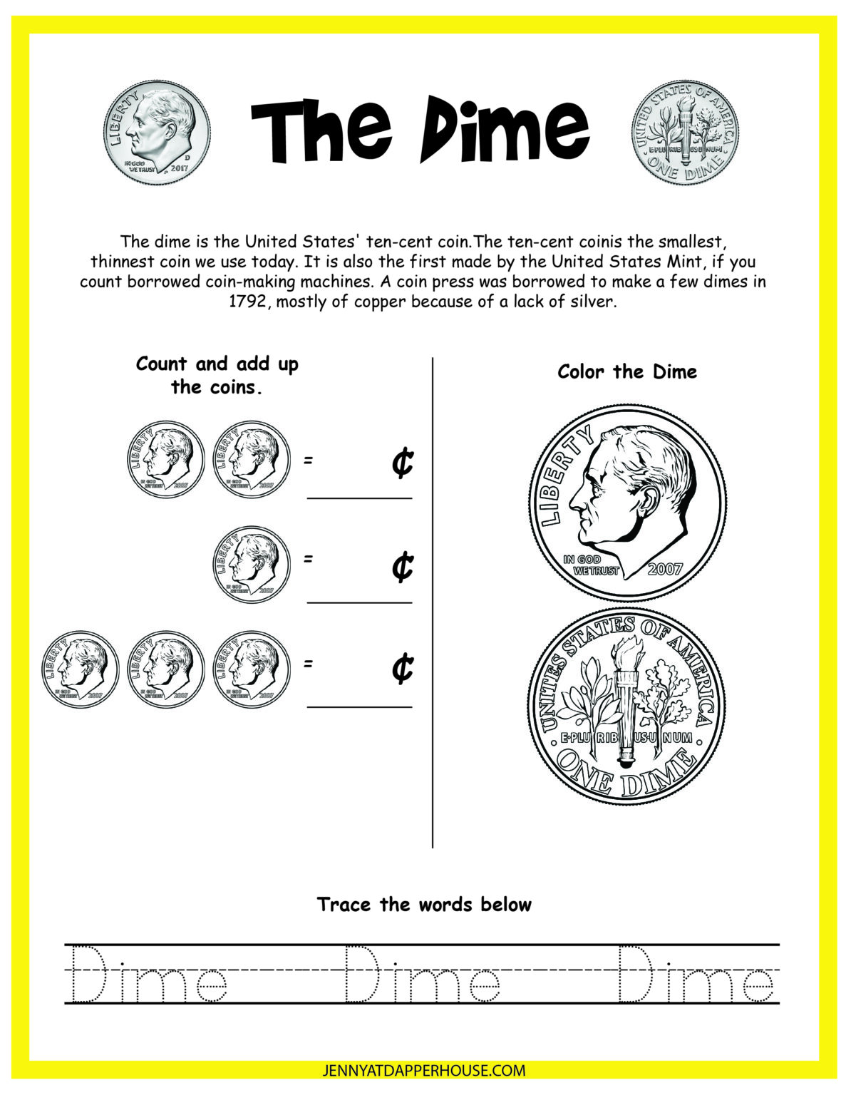Practice Counting Coins Free Printable Worksheets - Jenny at dapperhouse