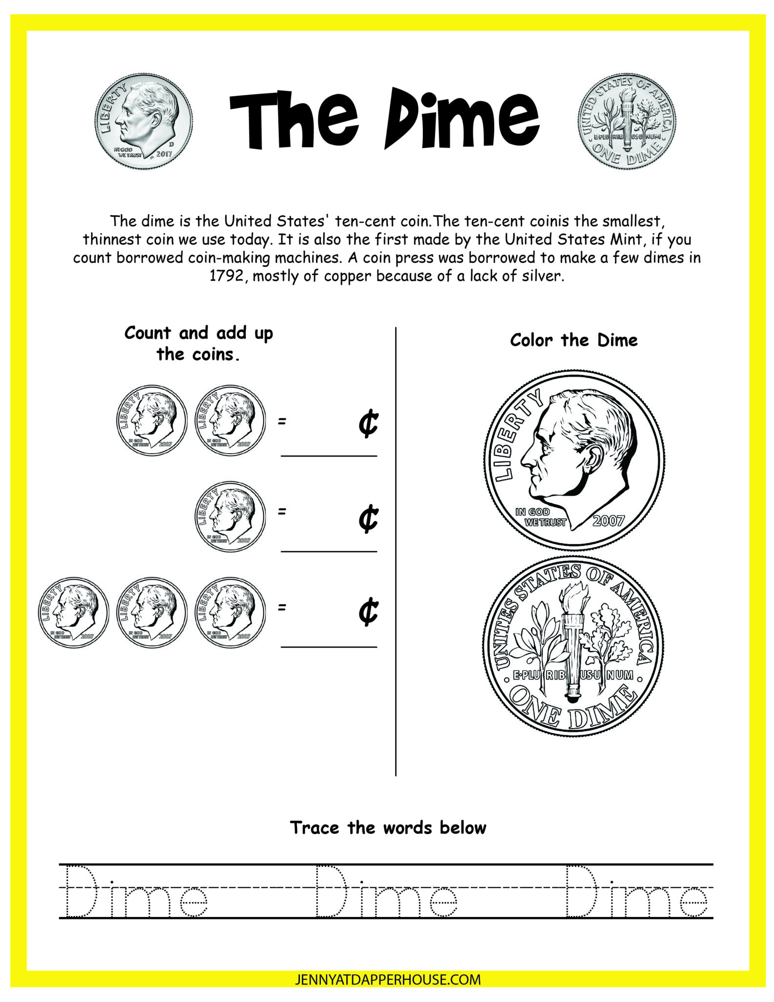 Practice Counting Coins Free Printable Worksheets - Jenny at dapperhouse