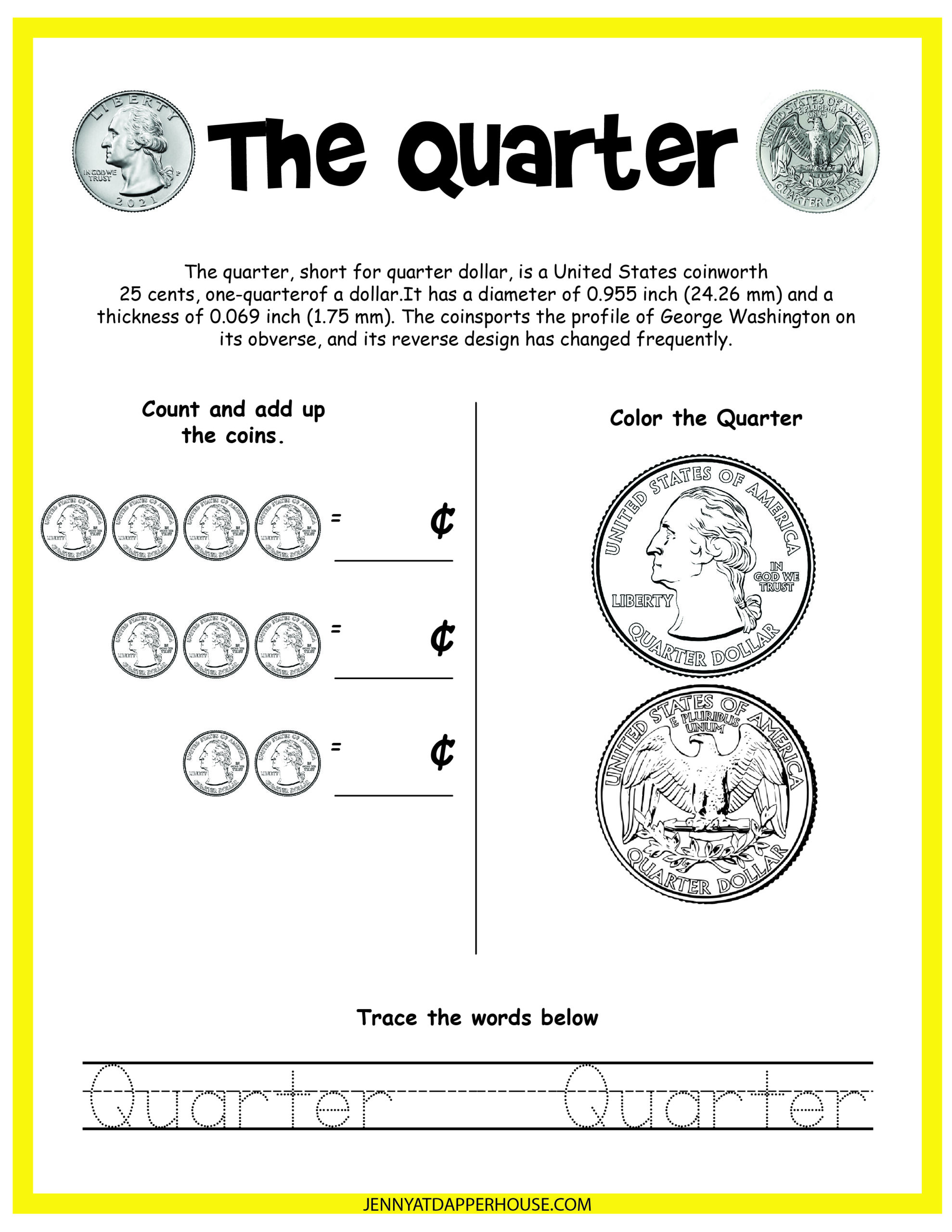 Practice Counting Coins Free Printable Worksheets - Jenny at dapperhouse