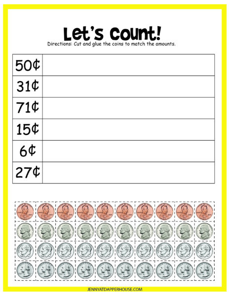 Practice Counting Coins Free Printable Worksheets - Jenny at dapperhouse