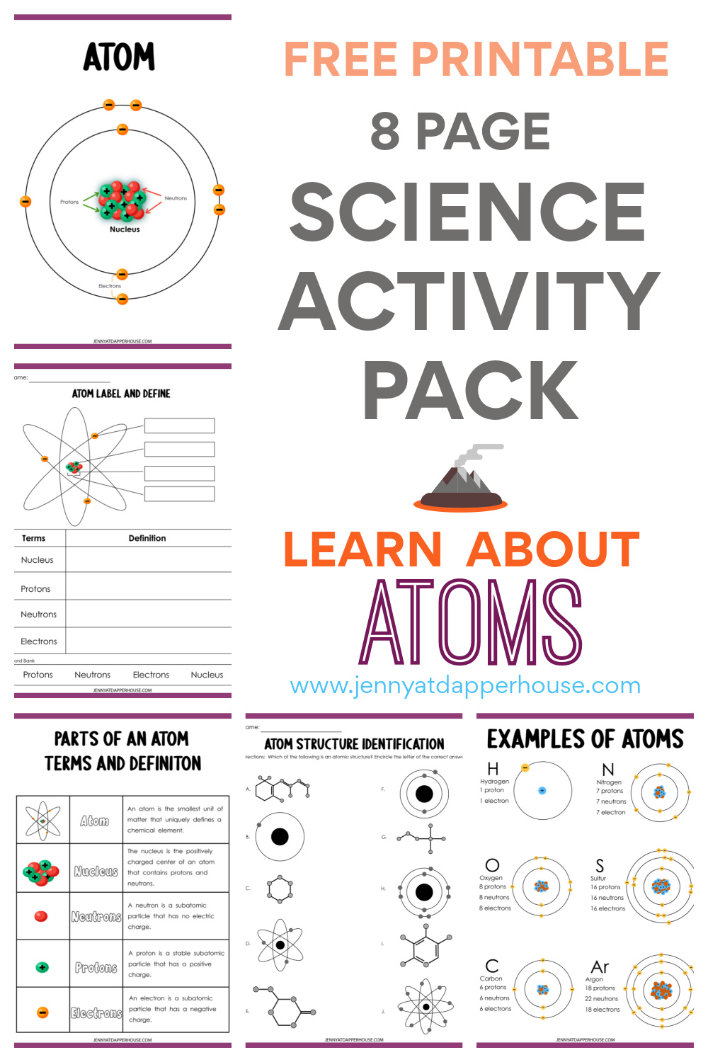 Learn About Atoms with Free Printable Science Worksheets - Jenny at ...