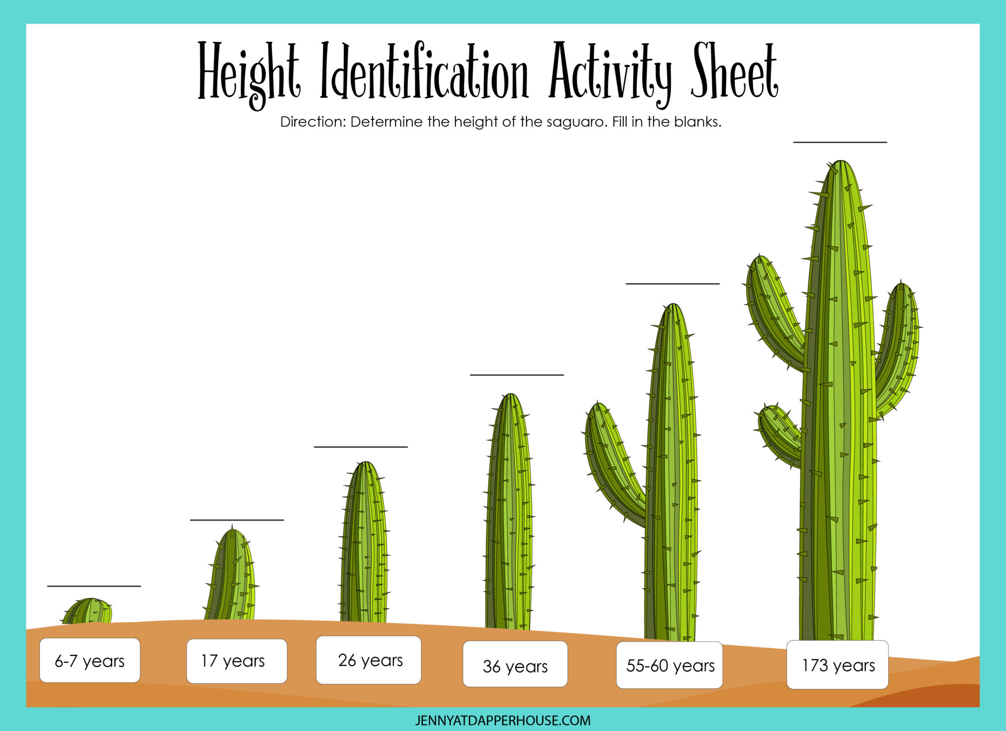 All About Saguaro Cactus Free Printable Learning Activity Pages - Jenny ...