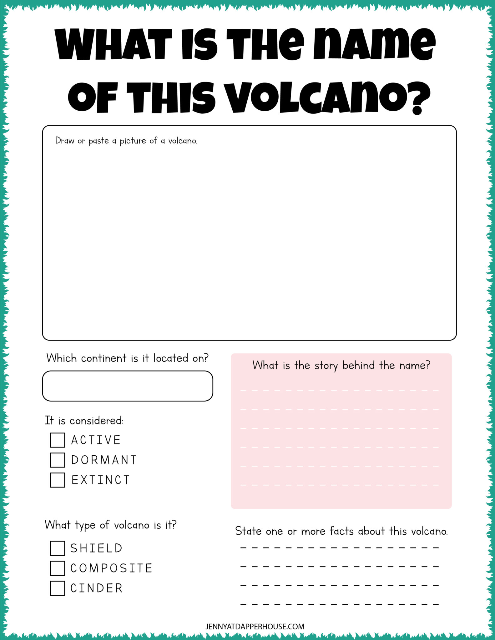 Free Printable Volcano Science Activity Pages - Jenny at dapperhouse