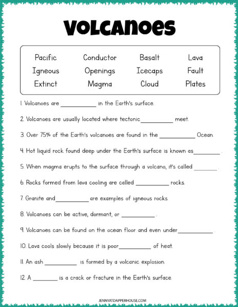 Free Printable Volcano Science Activity Pages - Jenny at dapperhouse