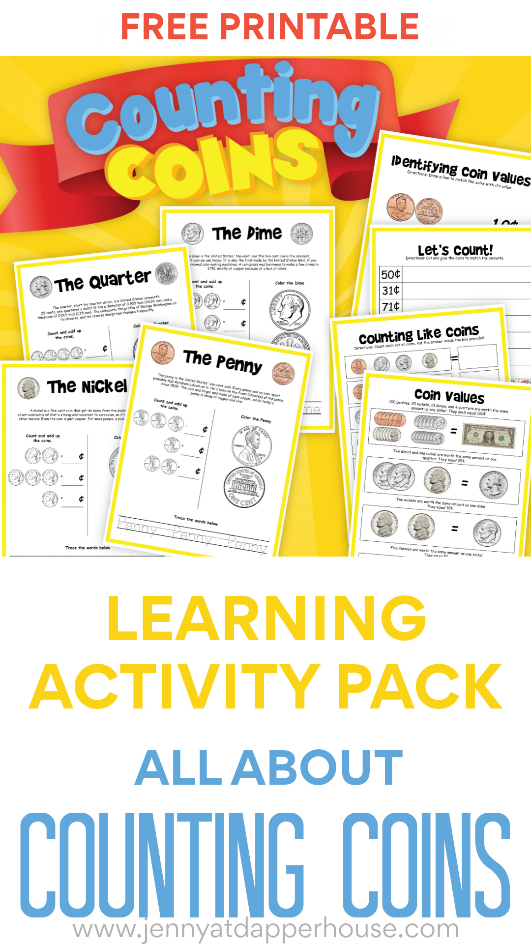 Practice Counting Coins Free Printable Worksheets - Jenny at dapperhouse