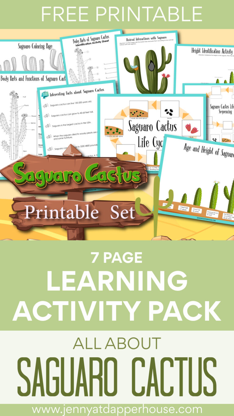All About Saguaro Cactus Free Printable Learning Activity Pages - Jenny ...