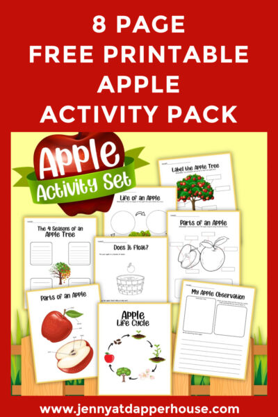 8 Page Apples Learning Activity Pack Free Printables - Jenny at dapperhouse