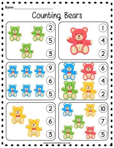 Teddy Bear Themed Math Packet Kindergarten Free Printable - Jenny at ...