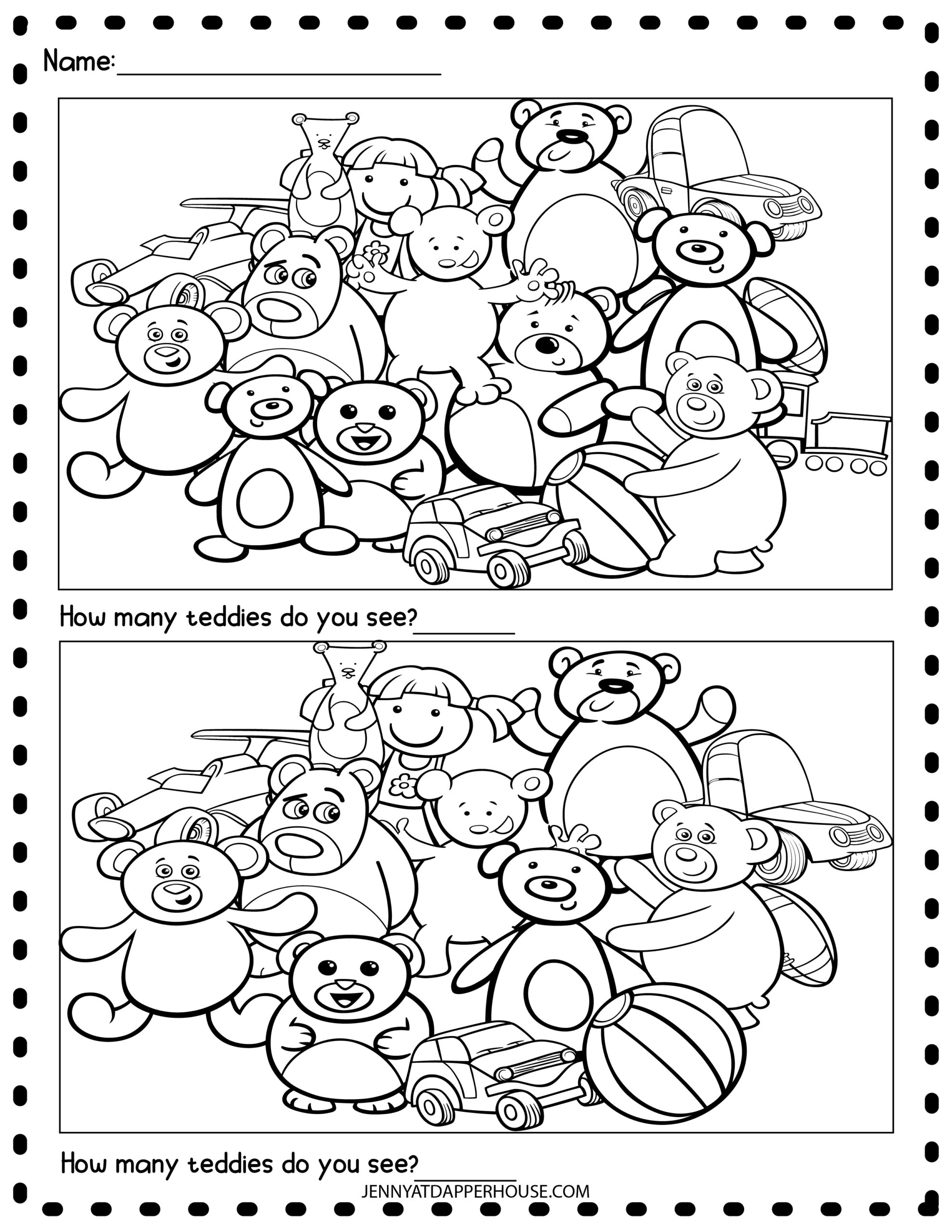 Teddy Bear Themed Math Packet Kindergarten Free Printable - Jenny at ...