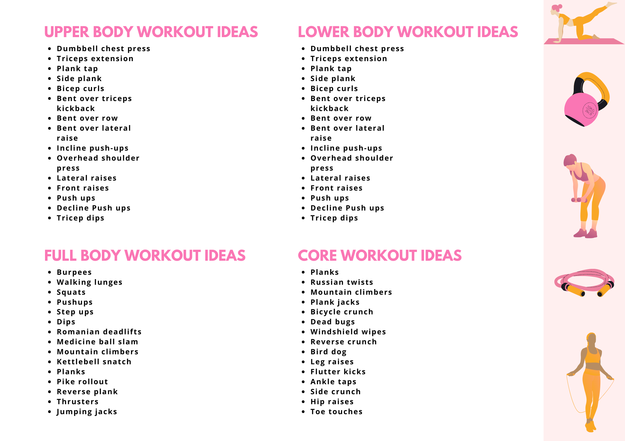 Free Printable Exercises List & Monthly Meal Log - Jenny at dapperhouse