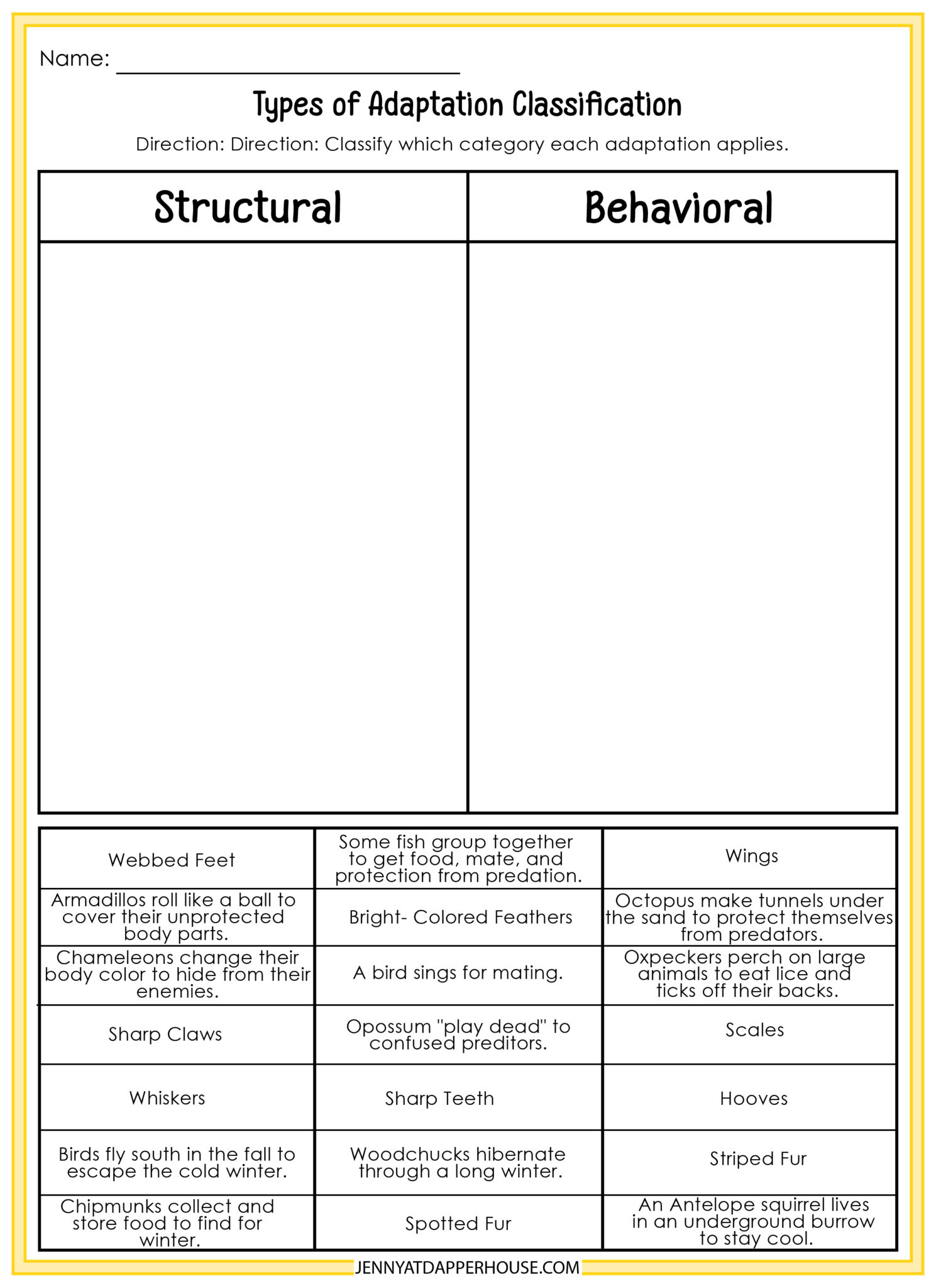 Free Printable 11 Page Animal Adaptations Educational Packet - Jenny at ...