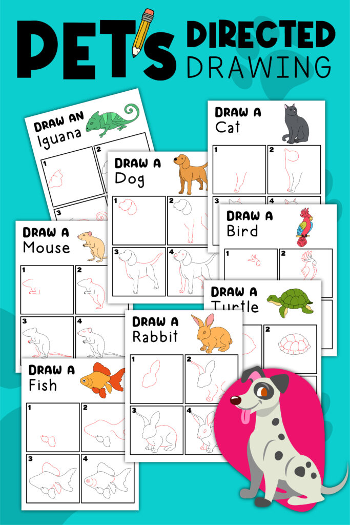 8 Self Directed Drawing Pages - Pets and Animals - Free Printable Pages ...
