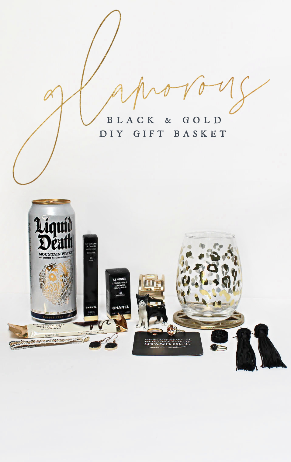 DIY Black & Gold Glam Gift Basket for Women - Jenny at dapperhouse