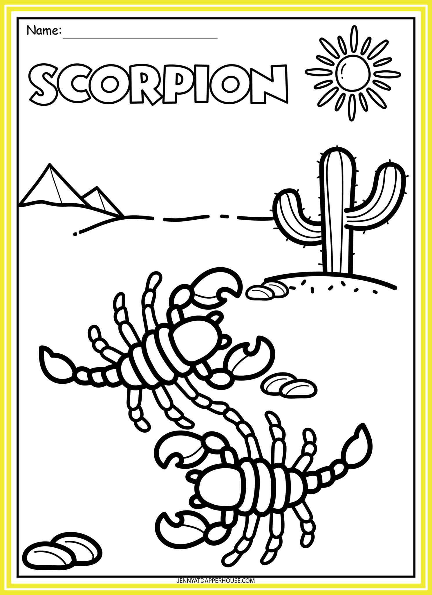 7 Page Scorpion Learning Packet - Free Printable - Jenny at dapperhouse