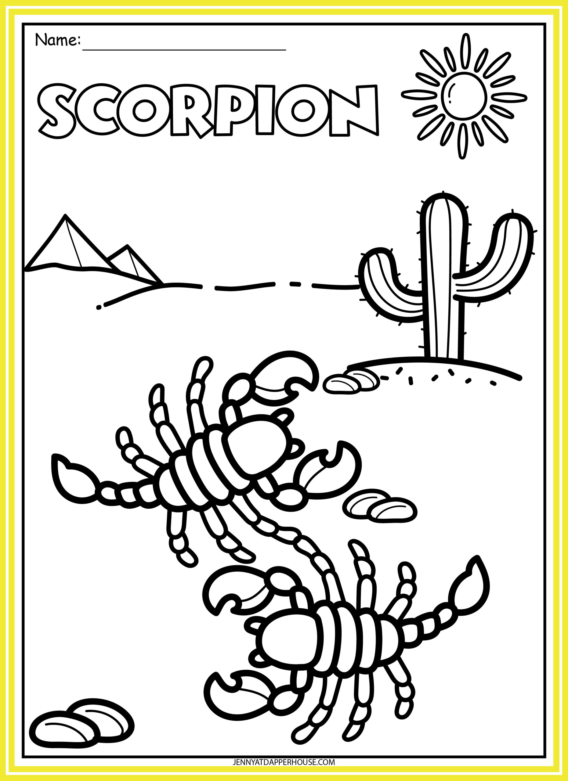 7 Page Scorpion Learning Packet - Free Printable - Jenny at dapperhouse