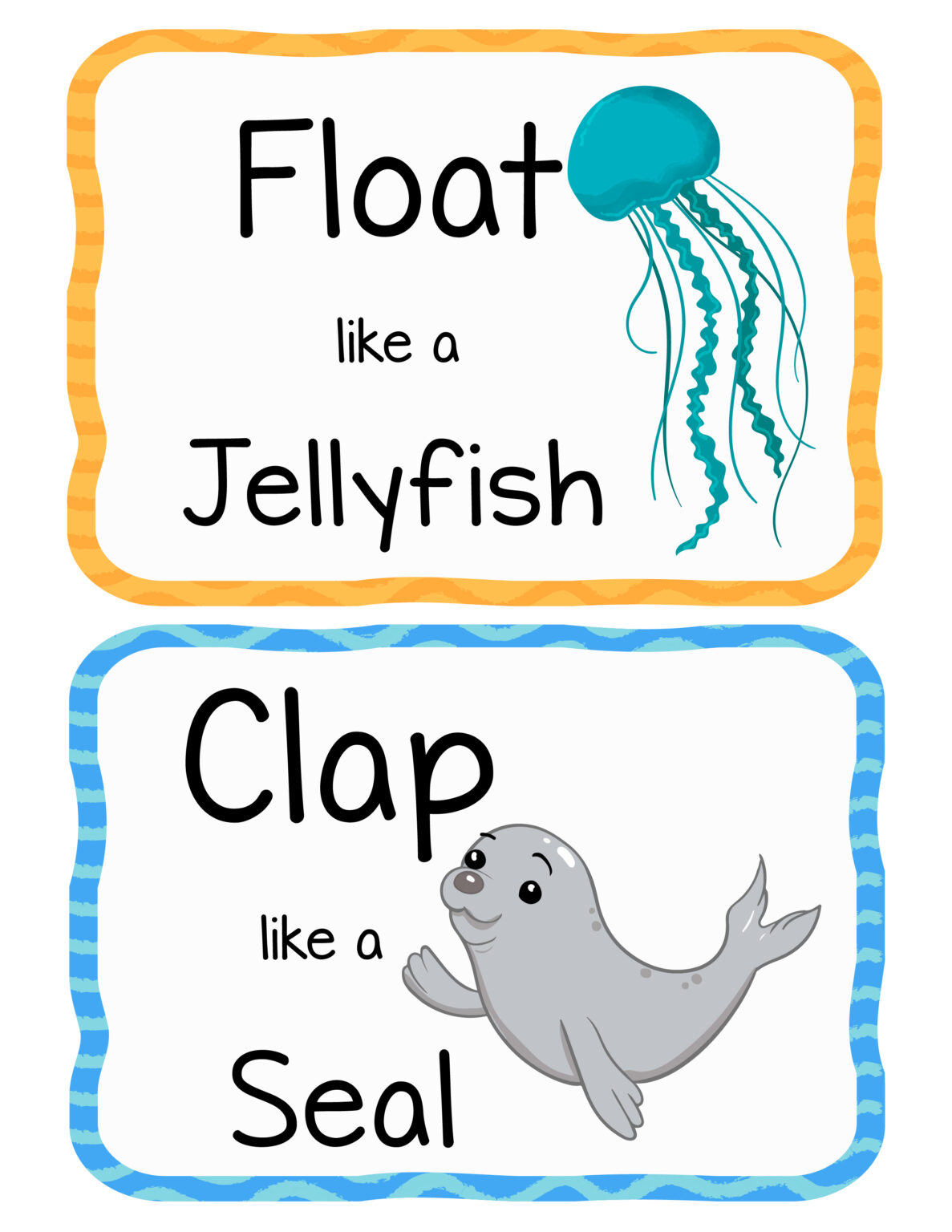 Free Ocean Themed Learning Activity Cards for Movement and Fun - Jenny ...